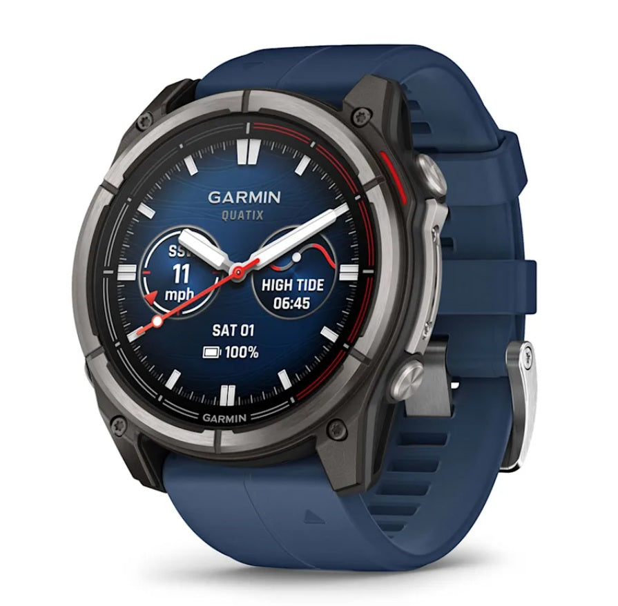 Garmin Quatix 8 51mm AMOLED Smartwatch Titanium Bezel Captain Blue Sil ...